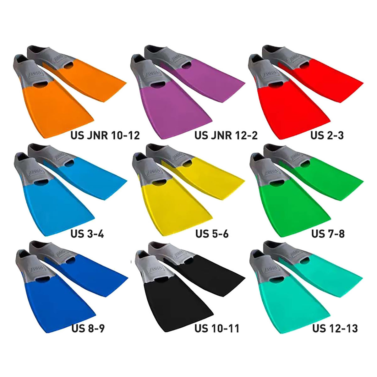 Zoggs Long Blade Rubber Fins (US 7-8)