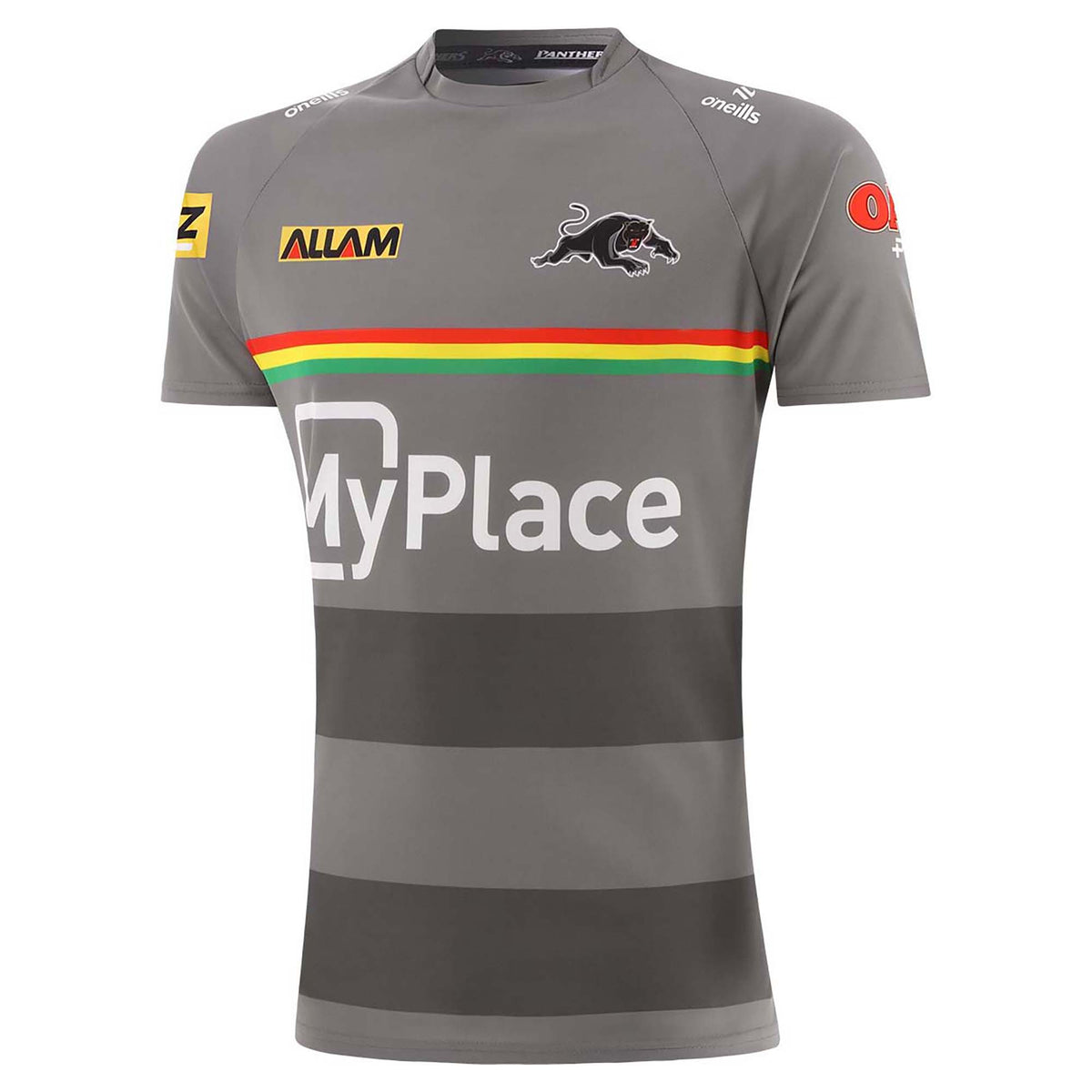 Oneills Men's NRL Penrith Panthers 2025 Grey Training T-Shirt